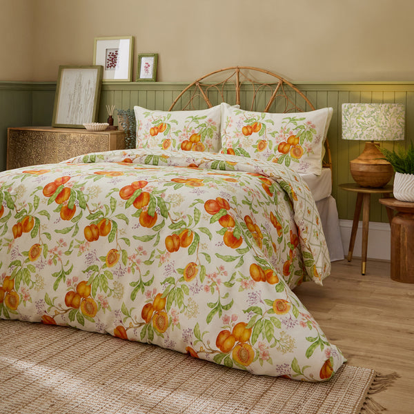Peach Harvest Orange Printed Duvet Cover Set Orange Bedding Voyage Maison