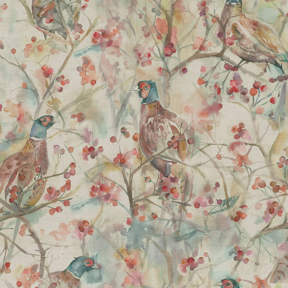 Blackberry Row Linen Printed Cotton Fabric (By The Metre) | Cream ...