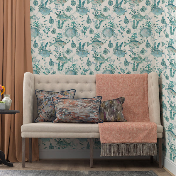 Bollu Seamist 1.4m Wide Width Wallpaper (By The Metre) | Blue Wallpaper ...