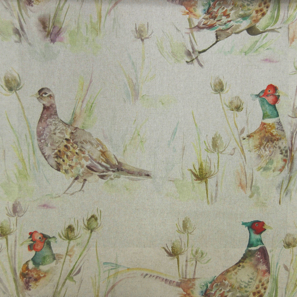 Bowmont Pheasant Printed Linen Fabric (By The Metre) | Cream Fabric ...