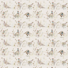 Bowmont Pheasant Printed Linen Fabric (By The Metre) | Cream Fabric ...