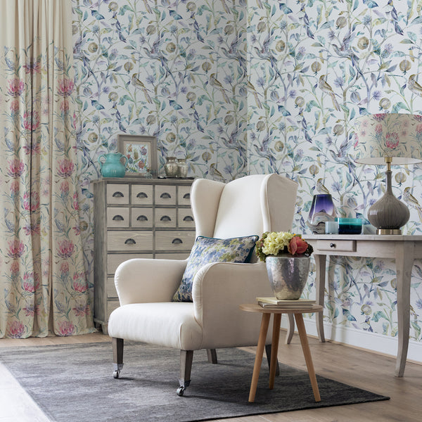 Colyford Skylark 1.4m Wide Width Wallpaper (By The Metre) | Blue ...