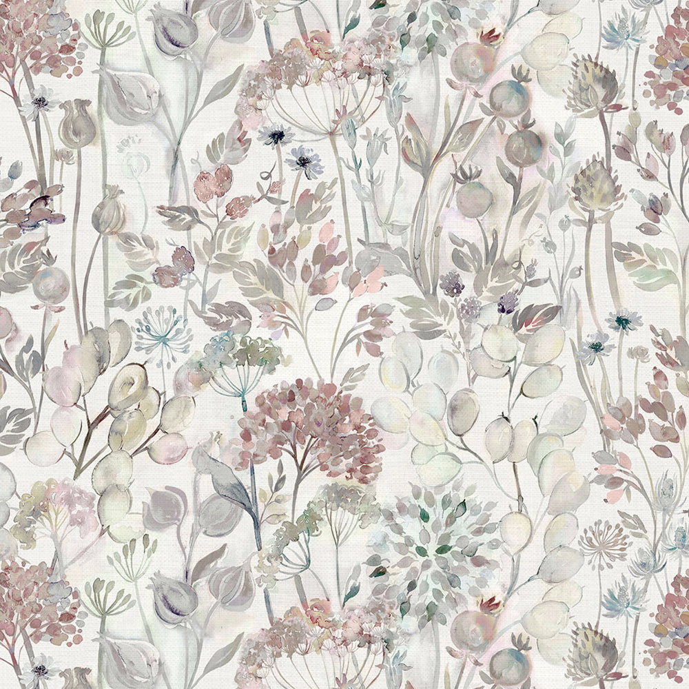 Country Hedgerow Dawn/Cream Printed Cotton Fabric (By The Metre) | Grey ...