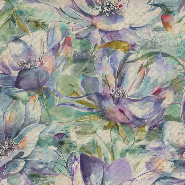 Dusky Blooms Fig Printed Cotton Fabric (By The Metre) | Purple Fabric ...