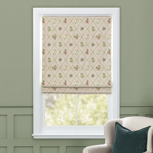 Fig Trellis Taupe Printed Cotton Fabric | Beige Fabric | Voyage Maison