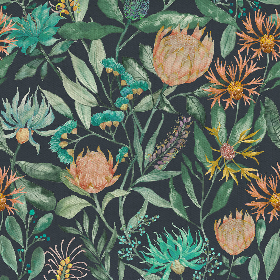 Fortazela Sapphire Printed Cotton Fabric (By The Metre) | Green Fabric ...