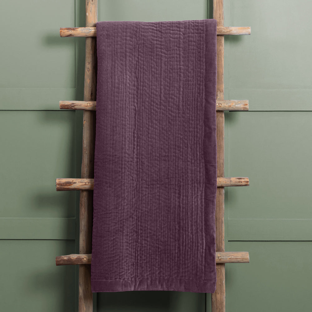 Haze Plum Velvet Quilted Throw | Purple Throws | Additions – Voyage Maison