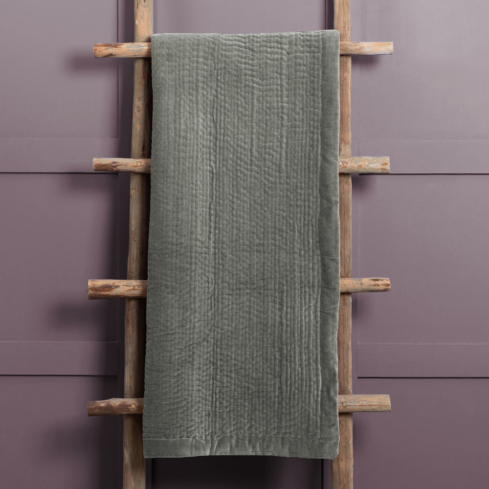 Haze Steel Velvet Quilted Throw | Grey Throws | Additions – Voyage Maison