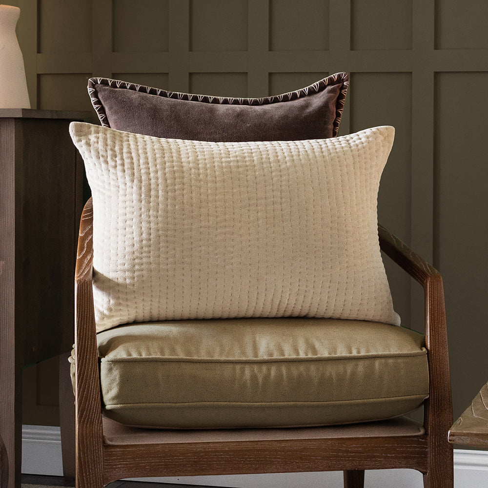 Haze Quartz Embroidered Feather Filled Cushion | Cream Cushions ...