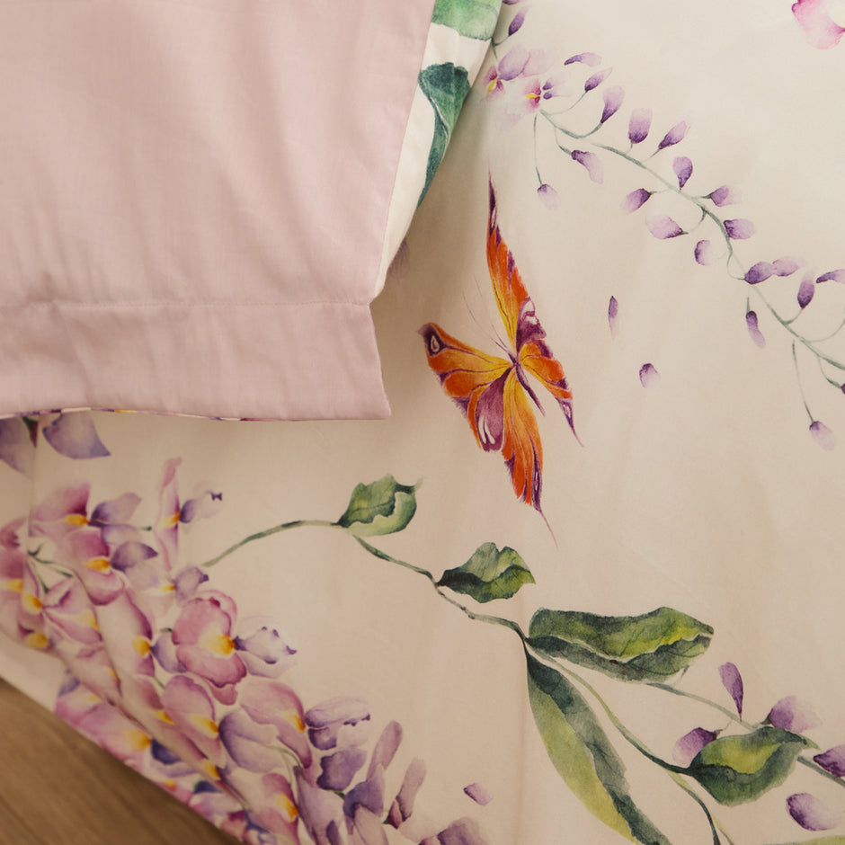 Mariposa Purple Printed Duvet Cover Set | Purple Bedding | Voyage Maison
