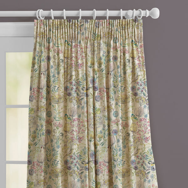 Morning Chorus Linen Printed Made to Measure Curtains | Cream M2M ...