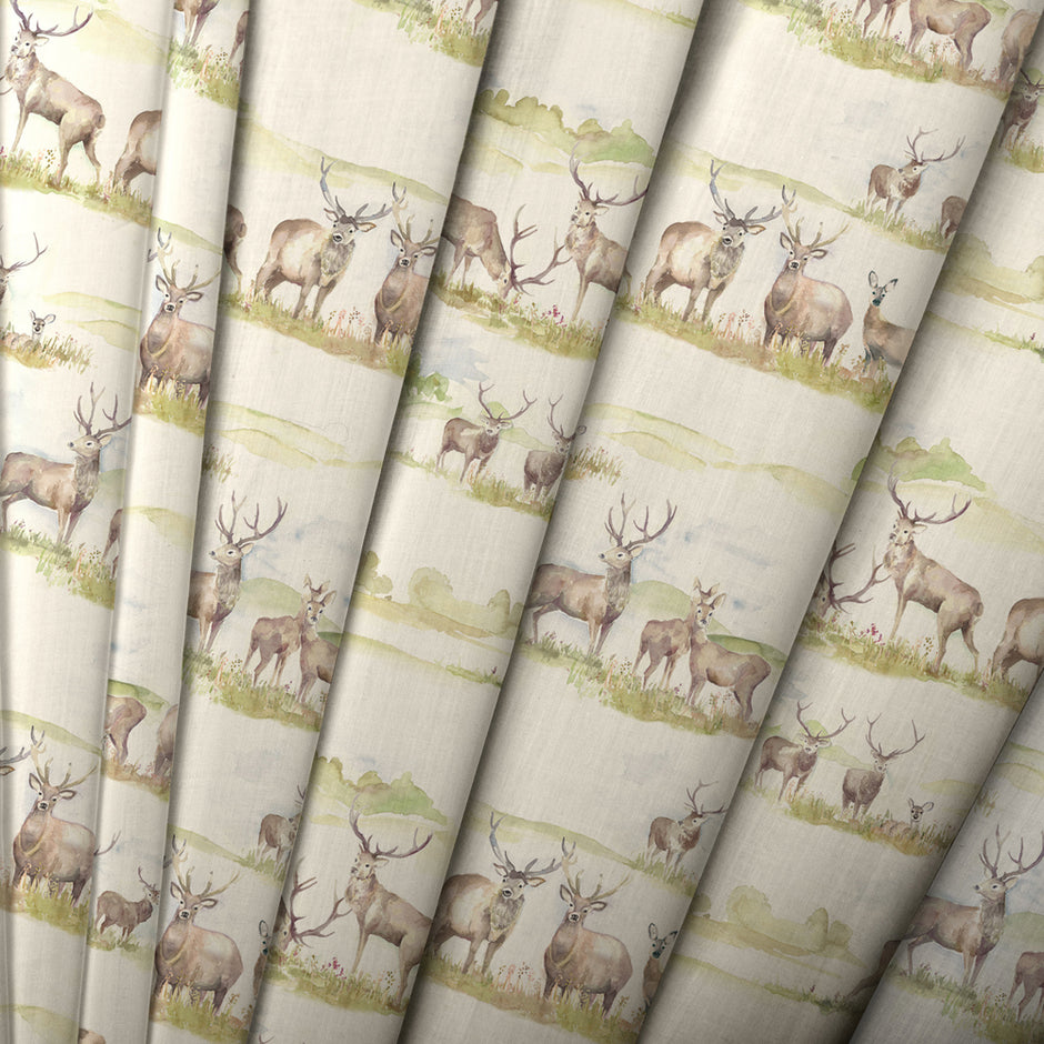 Moorland Stag Natural Printed Linen Made to Measure Roman Blinds ...