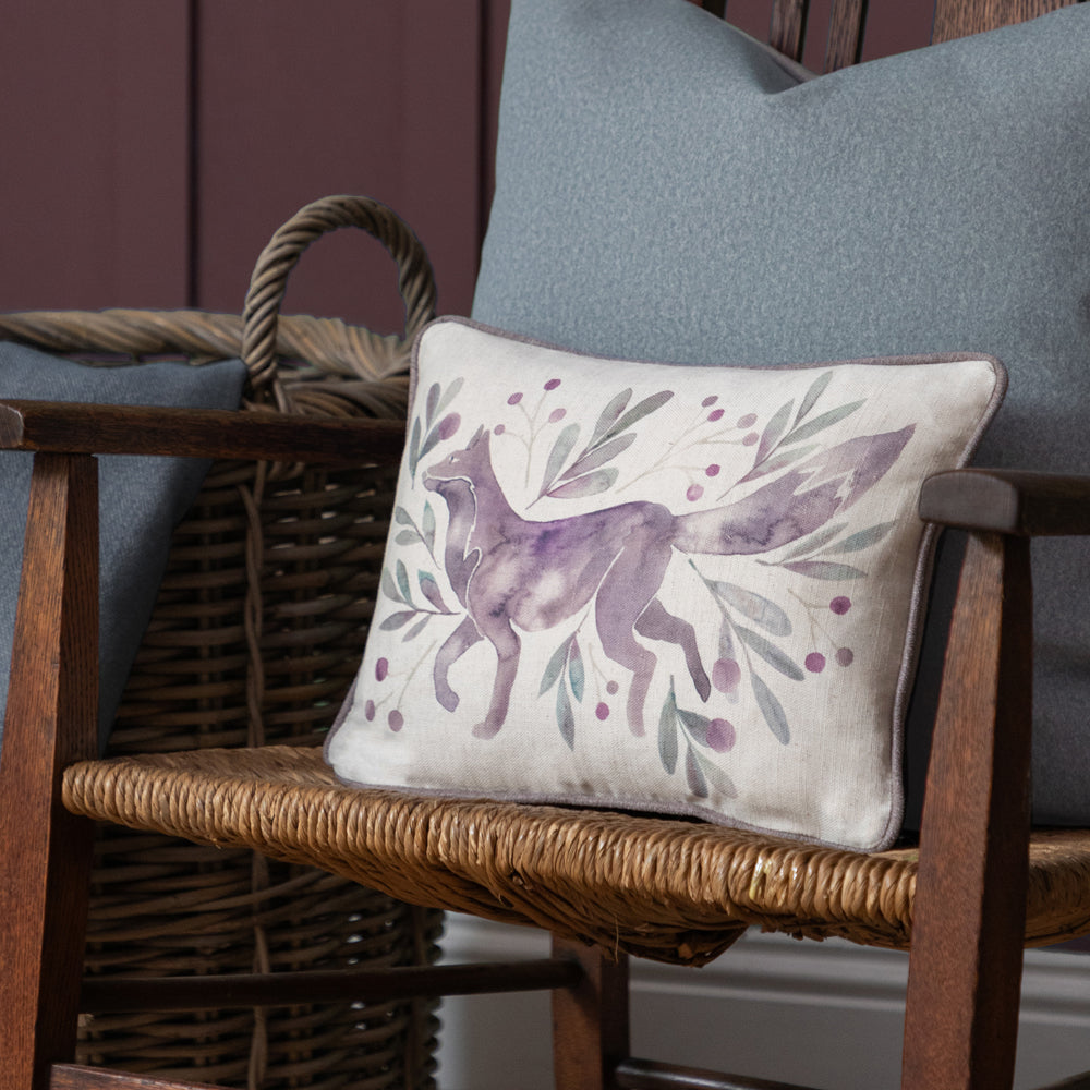 Nishiki Violet Printed Feather Filled Cushion | Purple Cushions ...