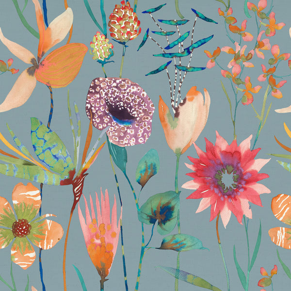 Oceania Robins Egg Printed Cotton Fabric (By The Metre) | Blue Fabric ...