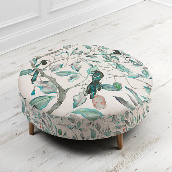 Collector Linen Petra Large Footstool | Blue Furniture | Voyage Maison
