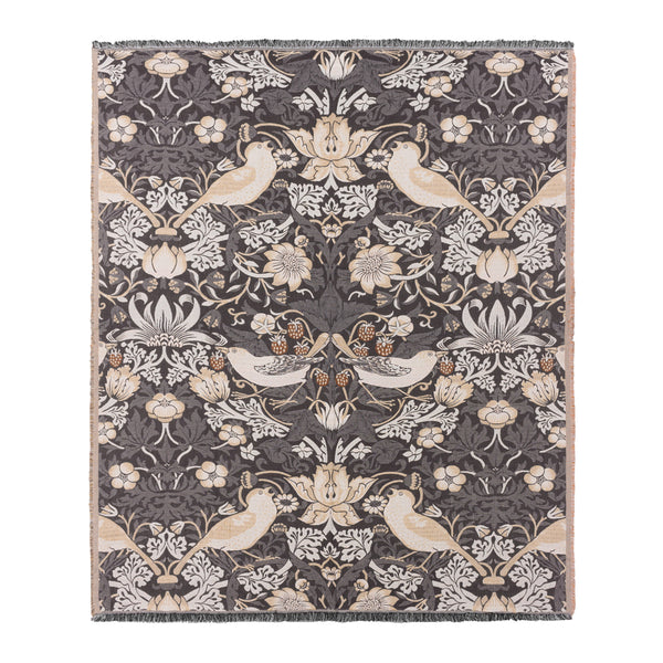 Strawberry Thief Beige Jacquard Throw | Biscuit Throws | Morris & Co ...